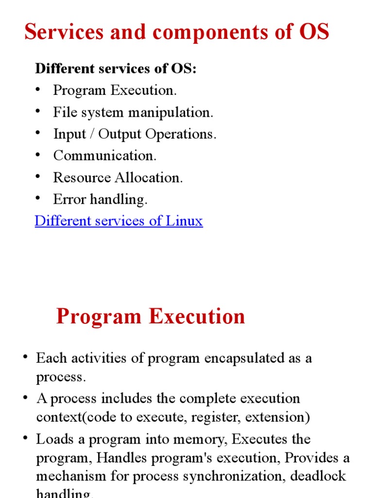 Services And Components Of Os Pdf Computer File Operating System 