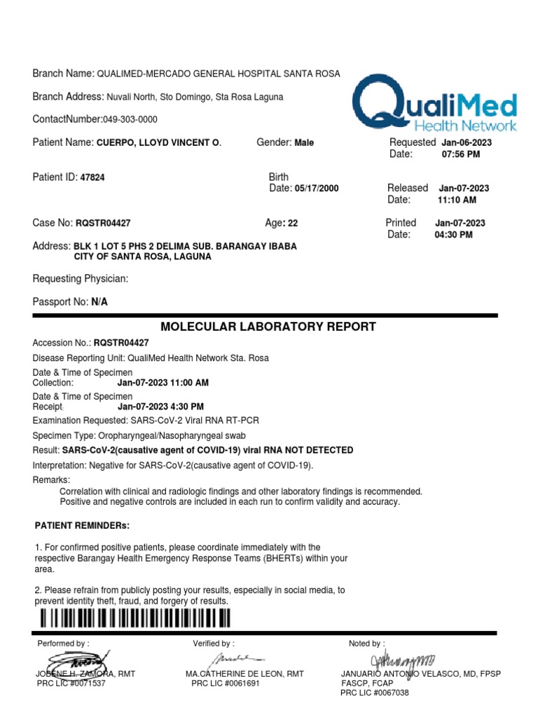 Antigen Result | Download Free PDF | Diseases And Disorders | Health Care