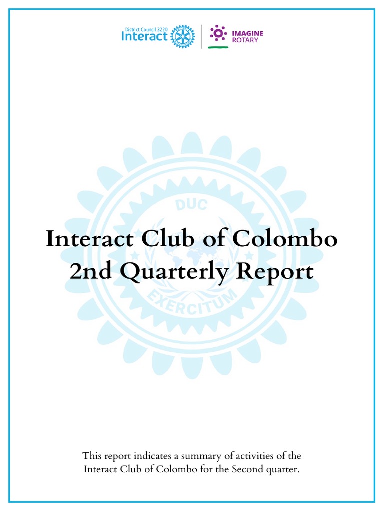 2nd Quarterly Report - Interact Club of Colombo | PDF | Clubs And Societies