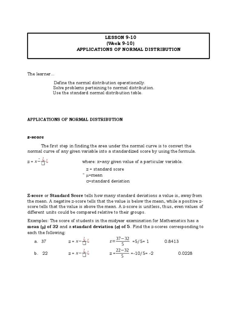 Normal Distribution Problem Solving Guide | PDF | Standard Score | Normal Distribution