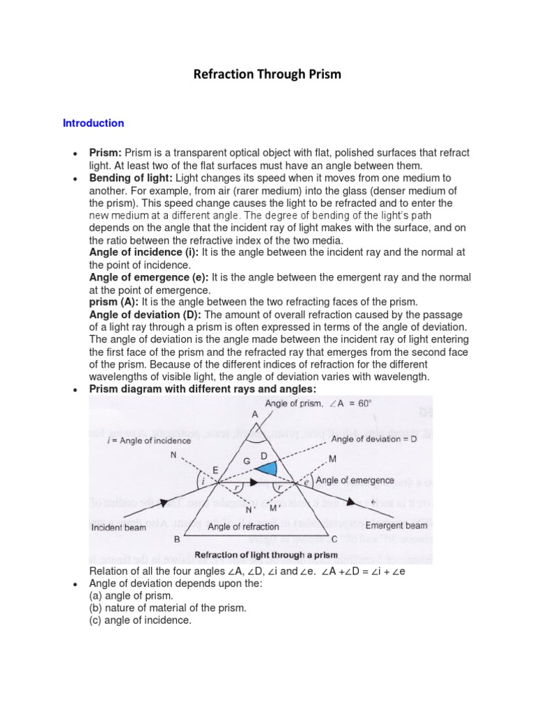 Refraction Experiment with Glass Prism | PDF | Teaching Methods ...