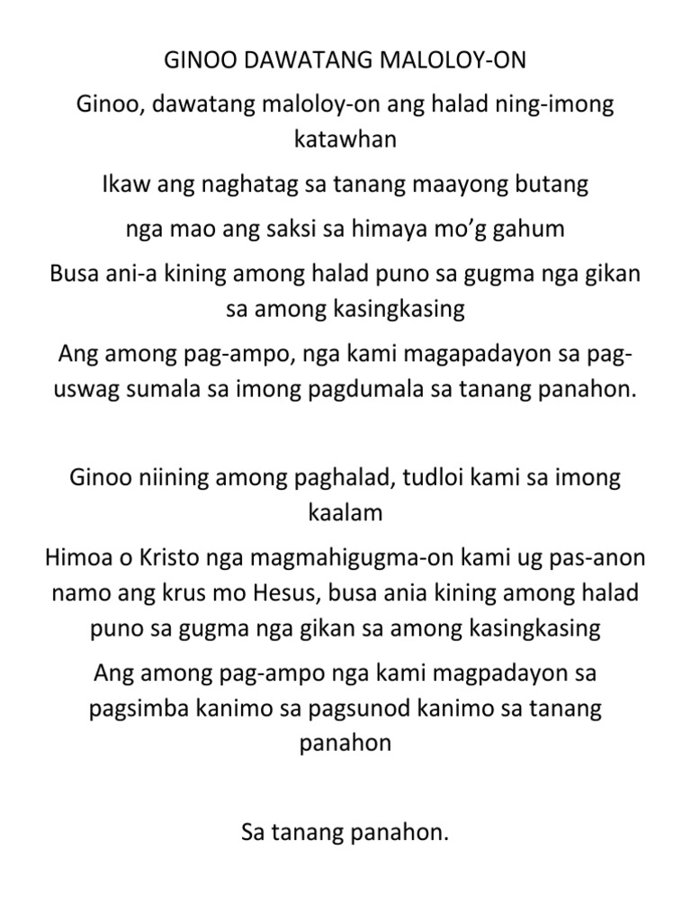 Ginoo Dawatang Maloloy | PDF