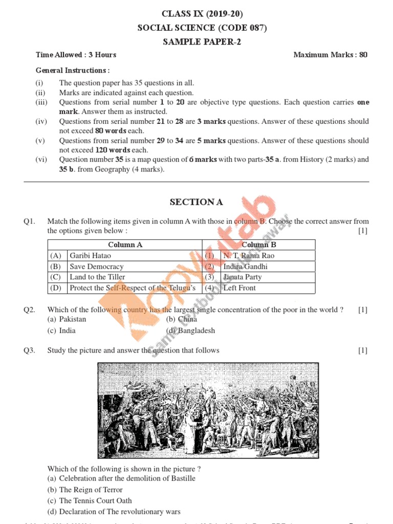 Unswolved CBSE Class 9 SST Sample Paper 2 | PDF | Textiles