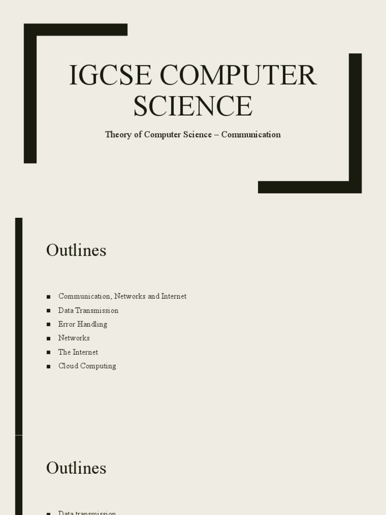 Igcse Computer Science 2210 Chapter 2 Pdf Duplex Telecommunications Error Detection