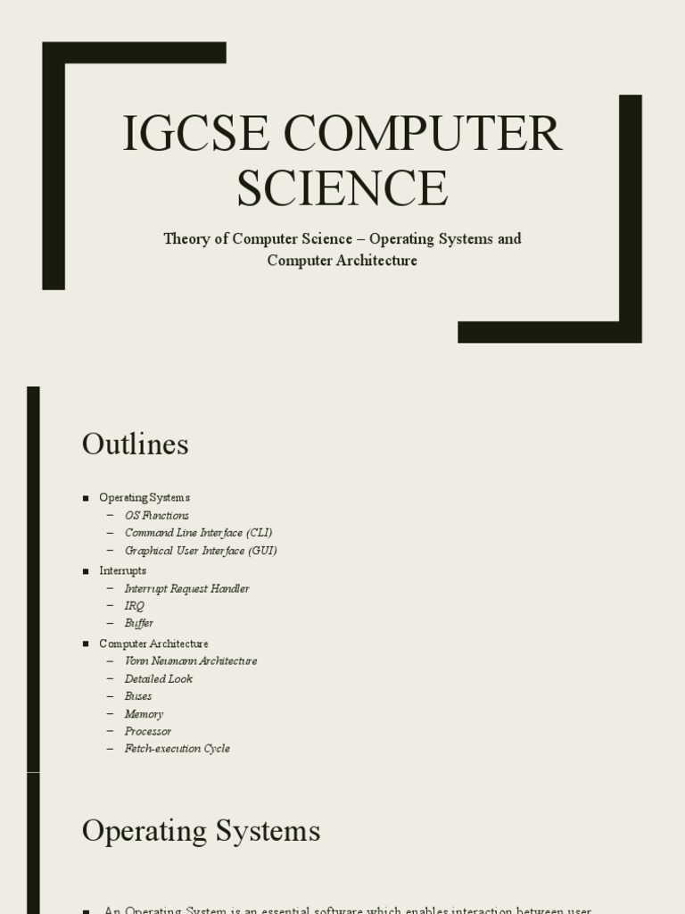 IGCSE Computer Science - 2210 - Chapter 4 | PDF | Operating System ...