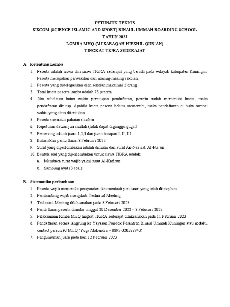 SISCOM MHQ TK-RA - Revisi Juklak Dan Juknis | PDF