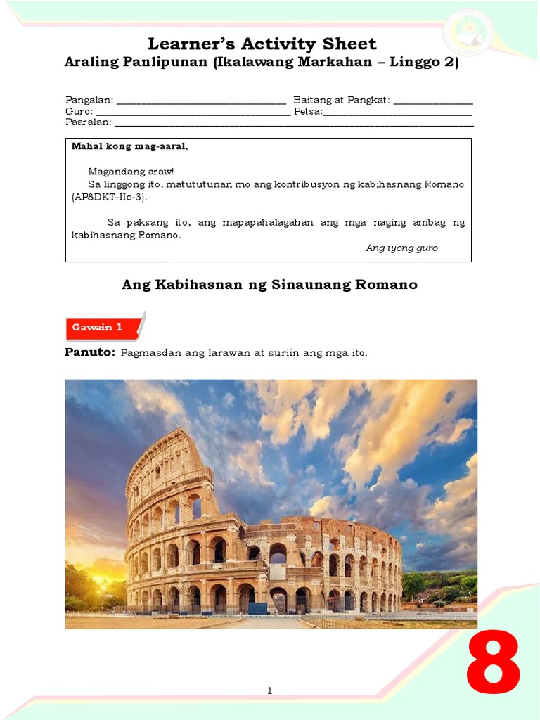 Learner's Activity Sheet: Araling Panlipunan (Ikalawang Markahan ...