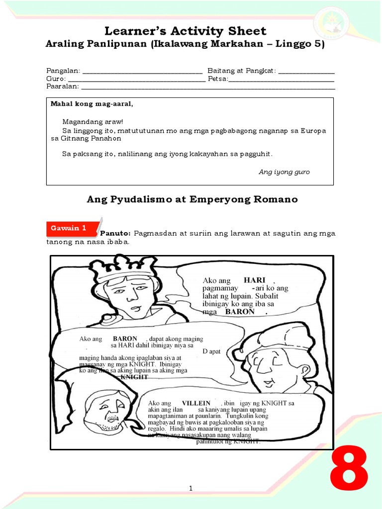 Learner's Activity Sheet: Araling Panlipunan (Ikalawang Markahan - Linggo 5) | PDF