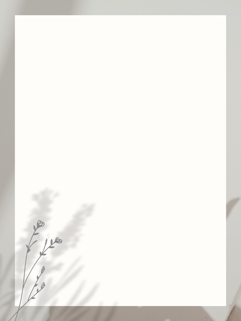 Grey Minimalist Leaf Shadow Page Border | PDF