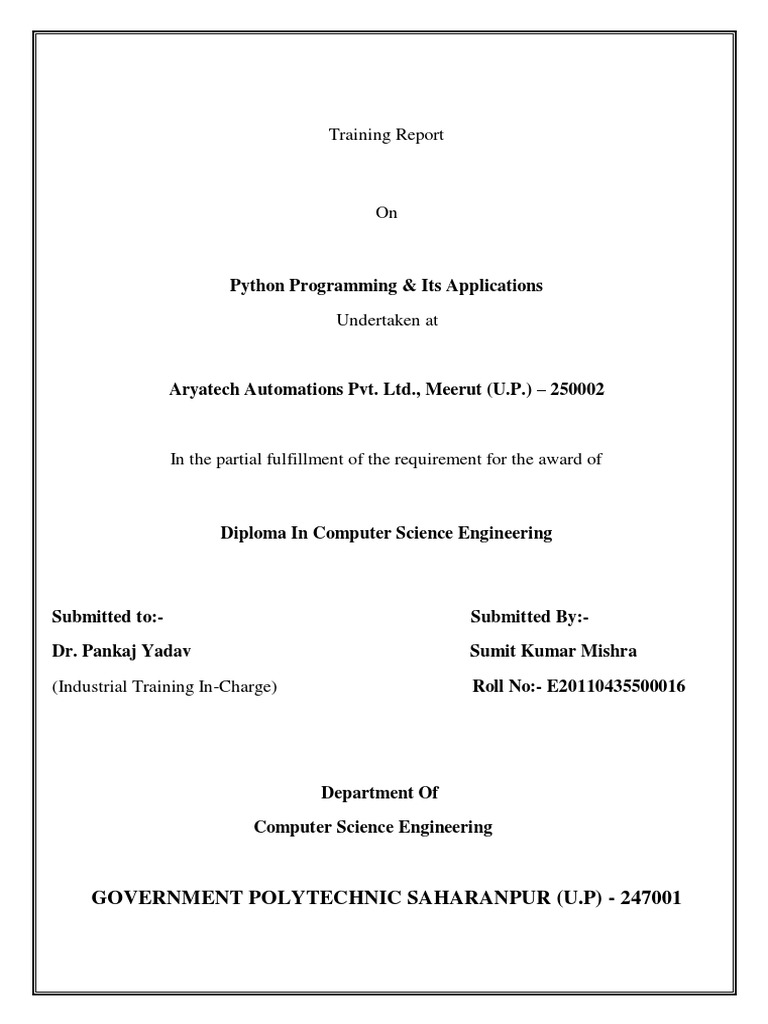 Sumit Kumar Mishra Report | PDF | Programming Language | Scripting Language Sumit Kumar Mishra Report | PDF | Programming Language | Scripting Language