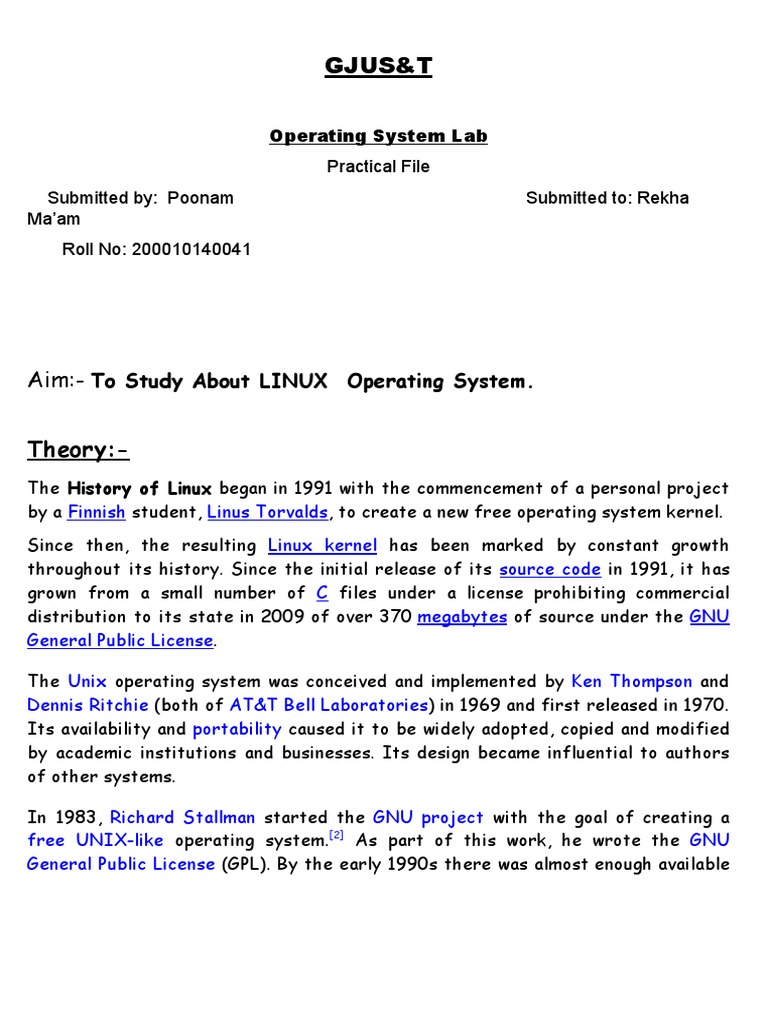 Operating System Practical | PDF | Operating System | Linux