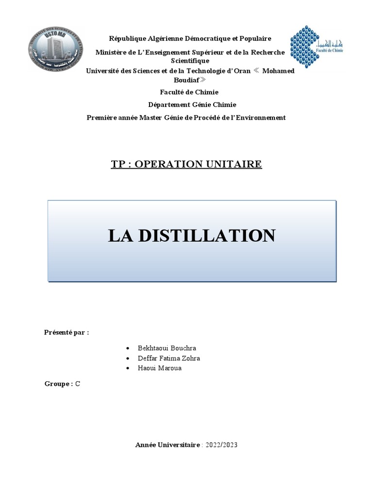 TP Distillation | Download Free PDF | Chimie | Substances chimiques
