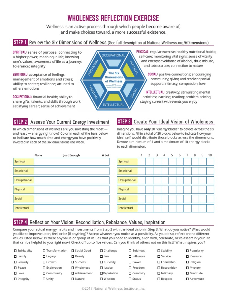 Wholeness Reflection Exercise | PDF | Behavioural Sciences | Cognition