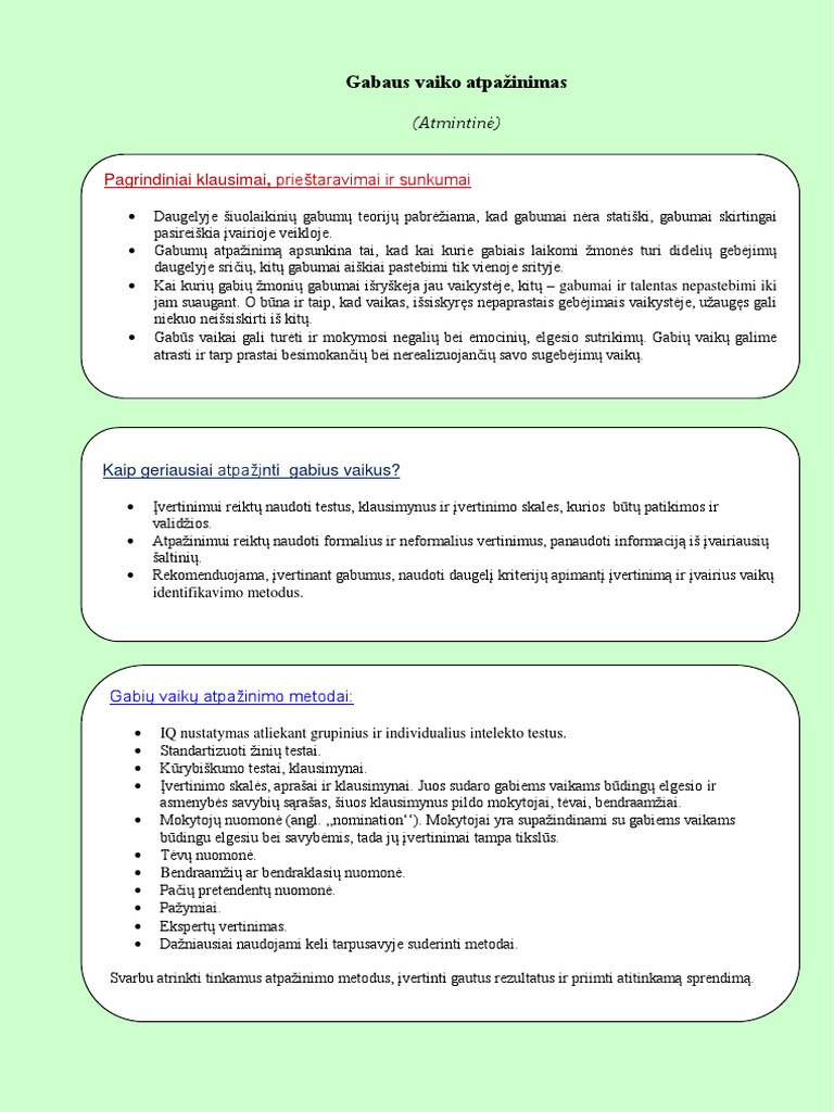 Atmintine Gabaus Vaiko Atpazinimas | PDF