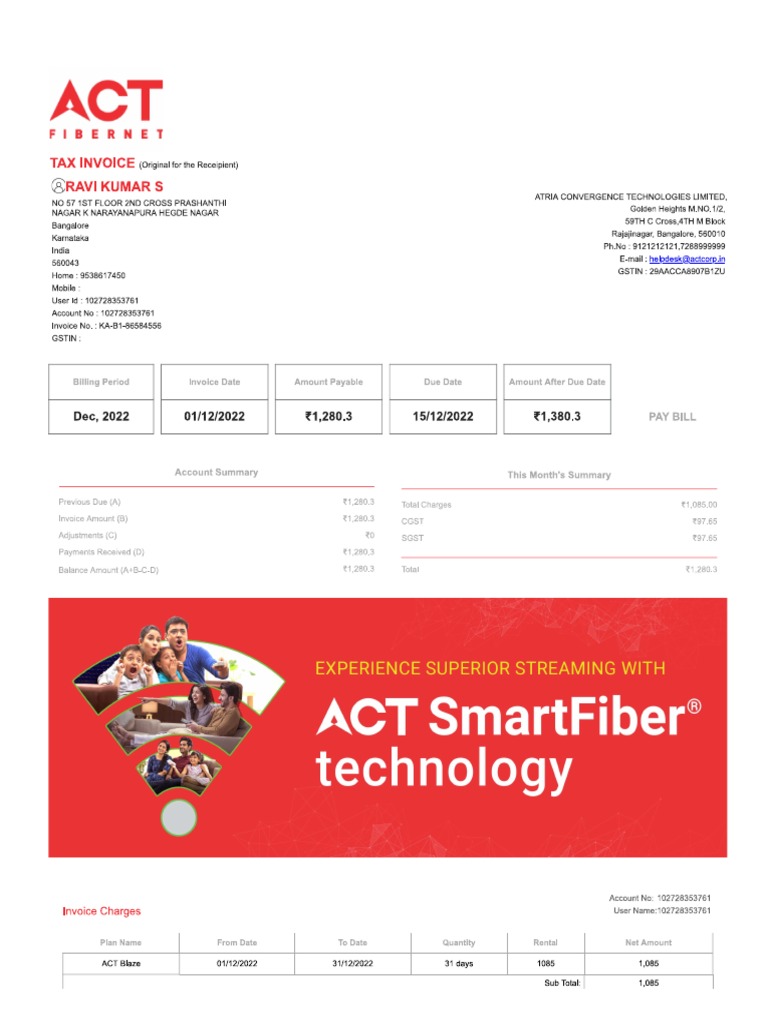 ACT Invoice Dec2022 | PDF