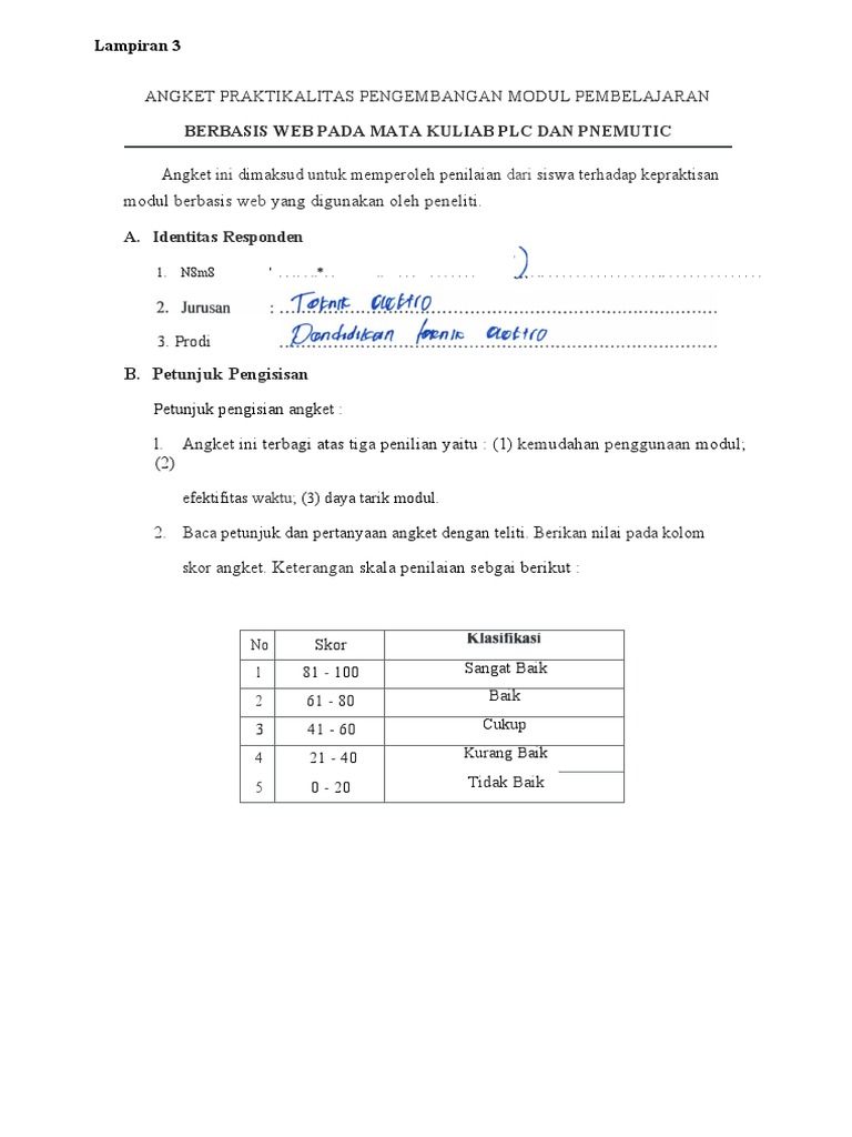 Angket Praktikalitas | PDF