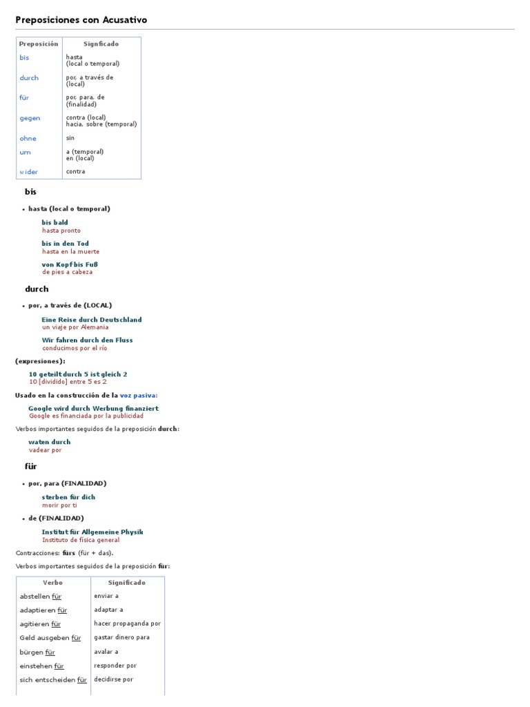 Las Preposiciones en Alemán | PDF | Semántica | Morfología Lingüística