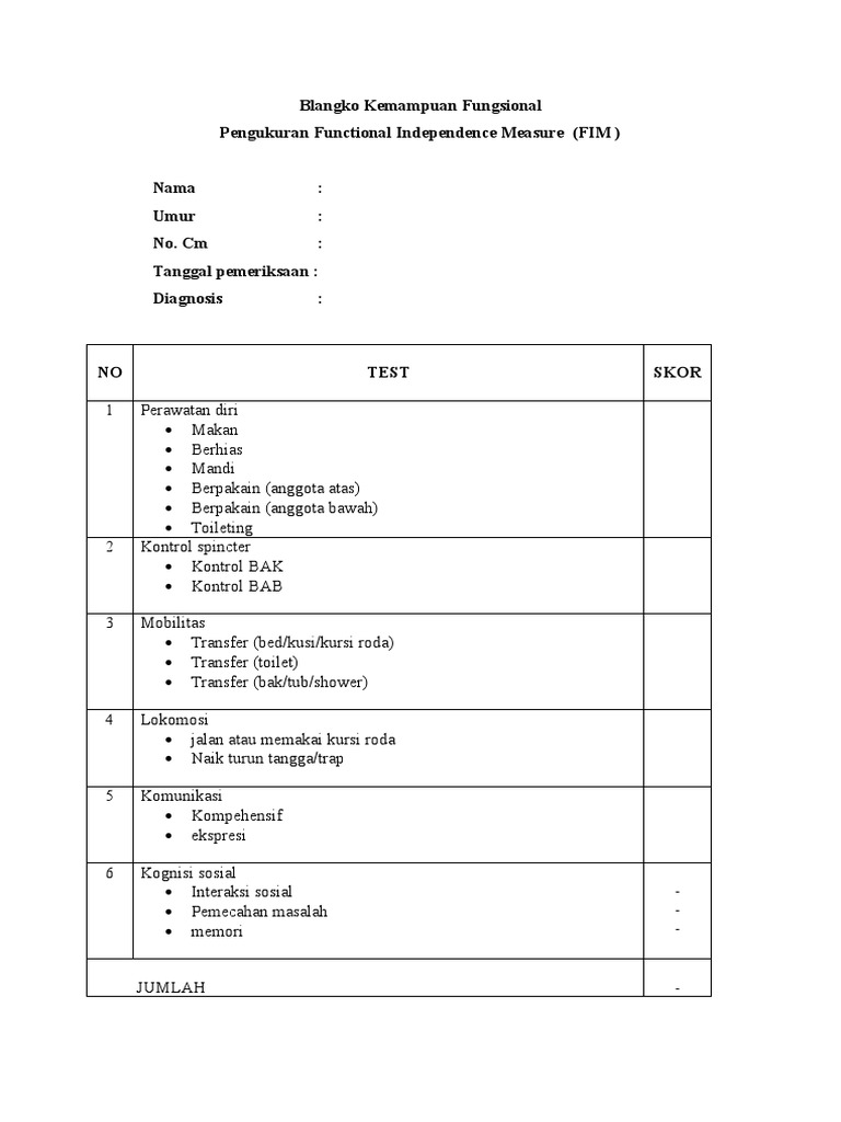 Blangko Pemeriksaan Fungsional - 3 | PDF | Karier & Perkembangan ...