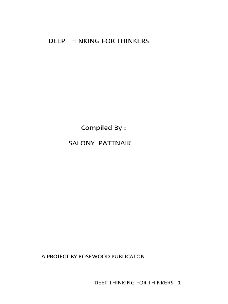 Deep Thinking For Thinkers: A Project by Rosewood Publicaton | PDF