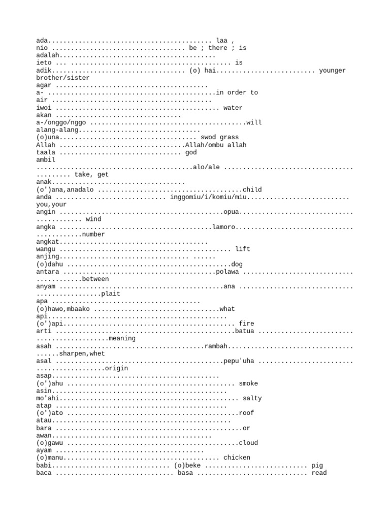 Kamus Bahasa Tolaki | PDF