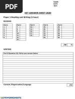 Answer Sheet KET 2020 | PDF