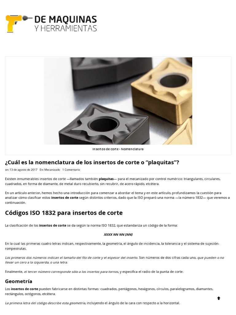 ISO 1832-Nomenclatura insertos de corte | PDF | Acero | Latón