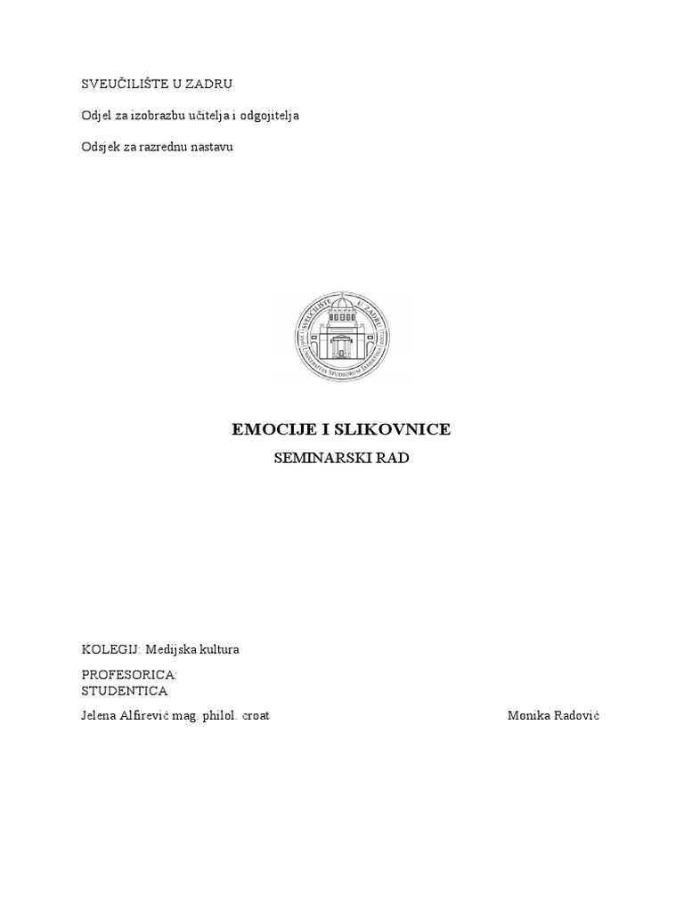 Emocije I Slikovnica (Gotova Verzija) | PDF