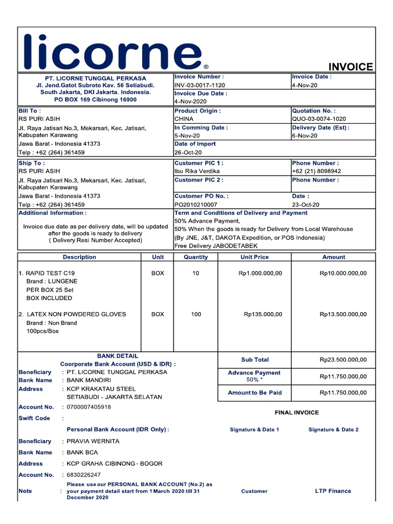 Invoice RS Puri Asih | PDF Invoice RS Puri Asih | PDF