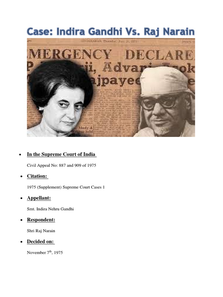 Indira Gandhi vs Raj Narain Case Summary | PDF | Social Science