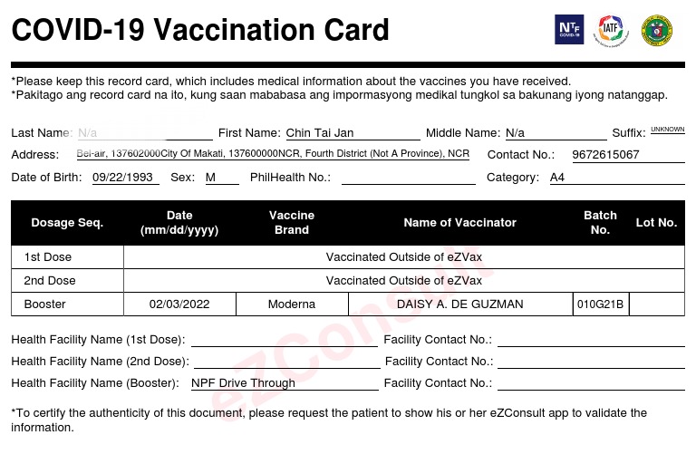 COVID-19 Vaccination Card Template | PDF