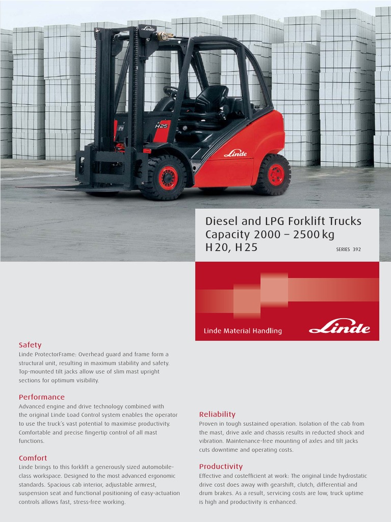 Linde 392 Forklift Specifications | PDF