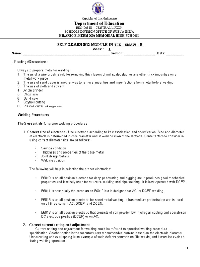 SMAW 9 HTask All | PDF