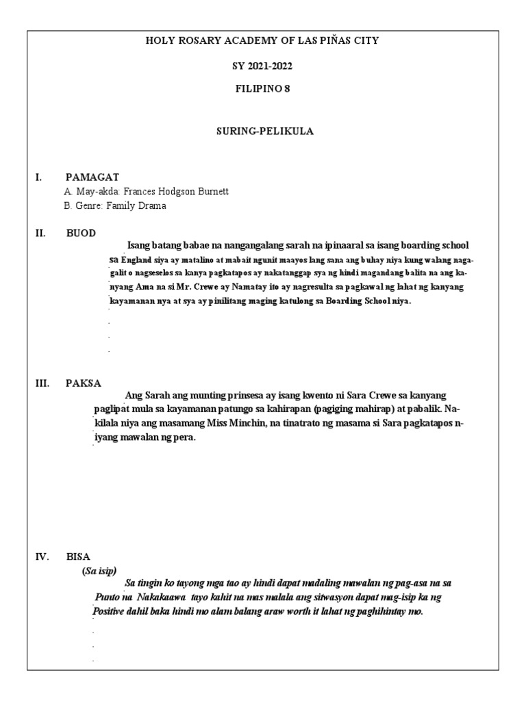 Suring Pelikula-Format Project | PDF