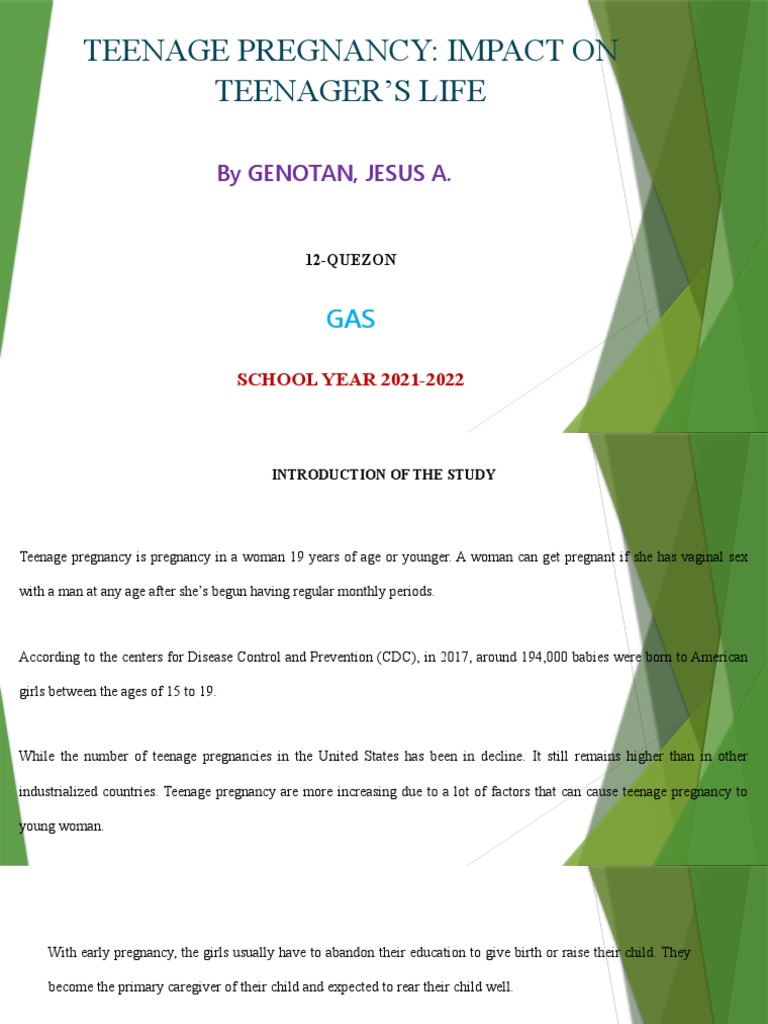 Teenage Pregnancy Presentation1 | PDF | Adolescence | Teenage Pregnancy