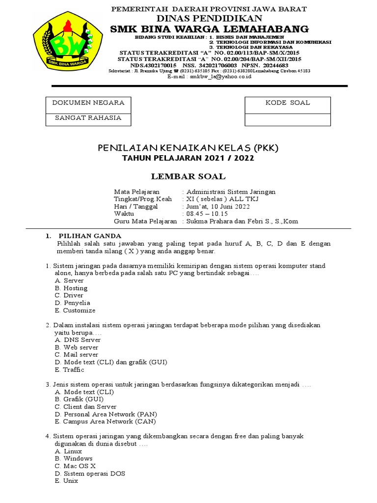 Administrasi Sistem Jaringan All TKJ | PDF Administrasi Sistem Jaringan All TKJ | PDF