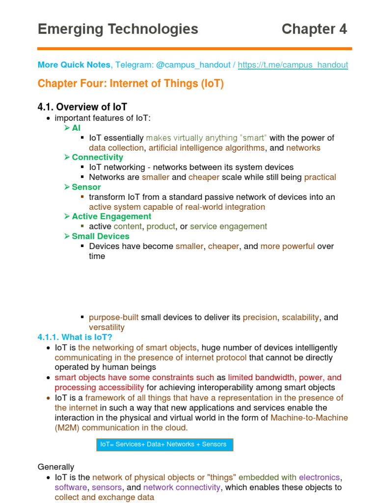 Emerging Technologies Chapter on Internet of Things (IoT | PDF | Internet Of Things | Computer ...