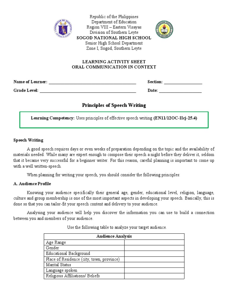 LAS Principles of Speech Writing | PDF | Speech | Jargon