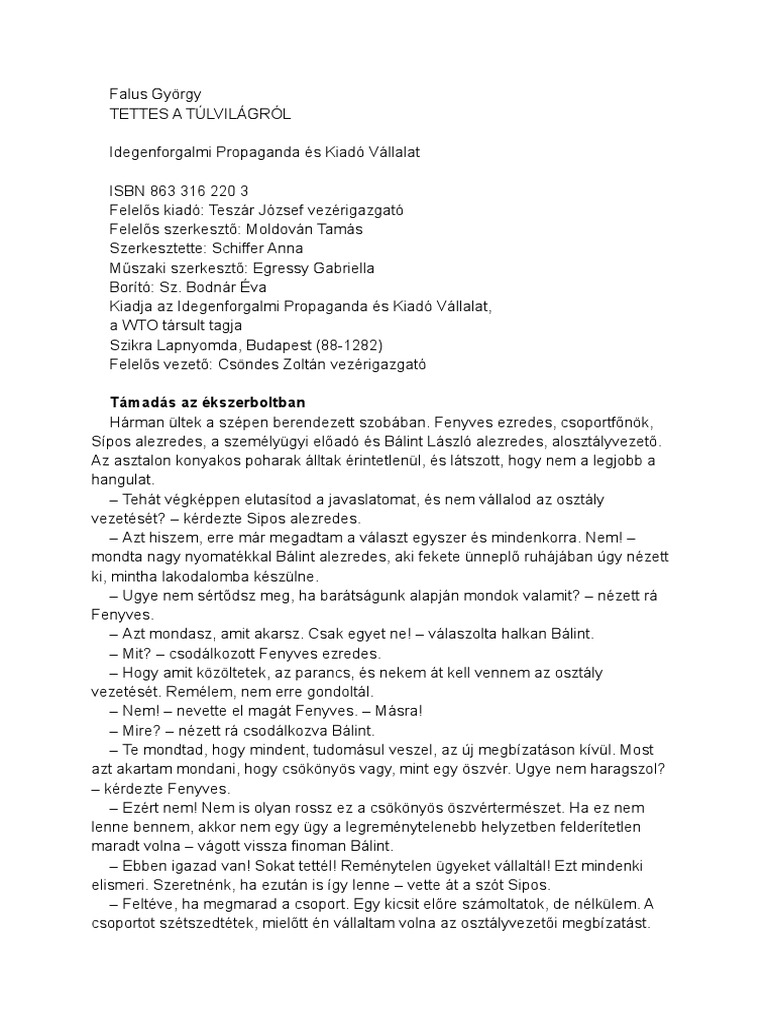 Falus György - Tettes A Túlvilágról | PDF