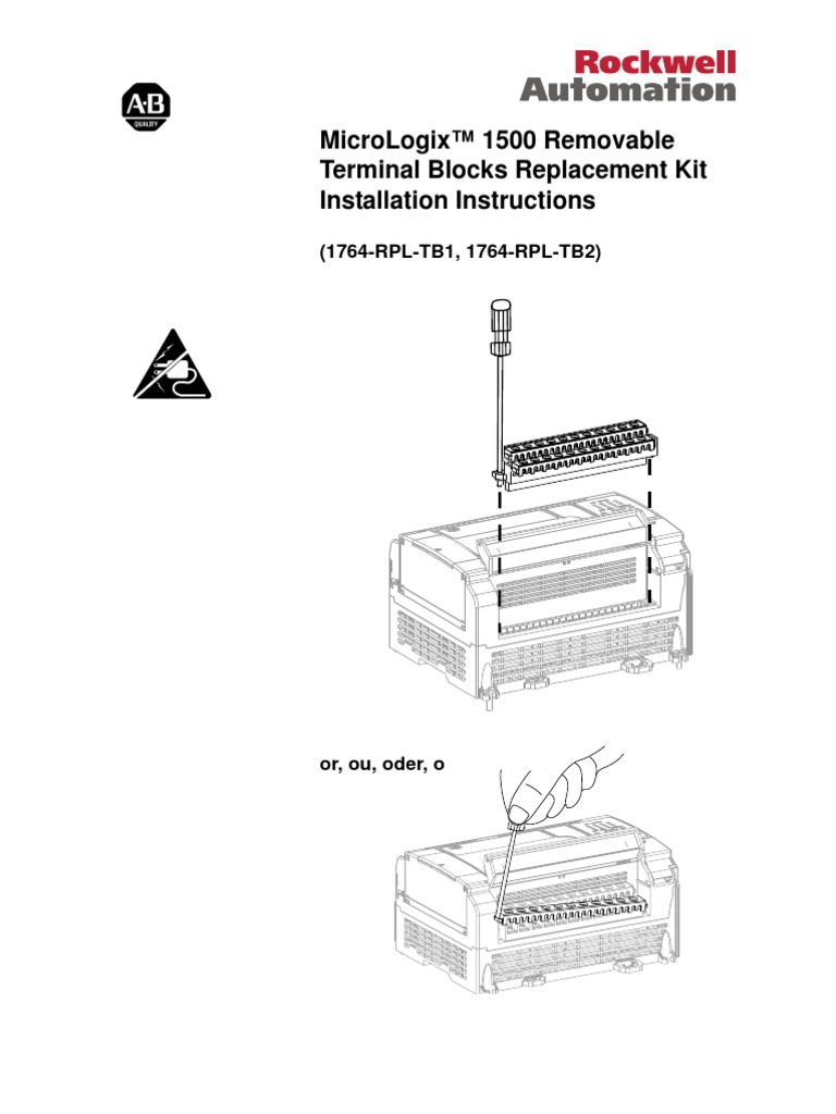 Micrologix™ 1500 Removable Terminal Blocks Replacement Kit Installation ...