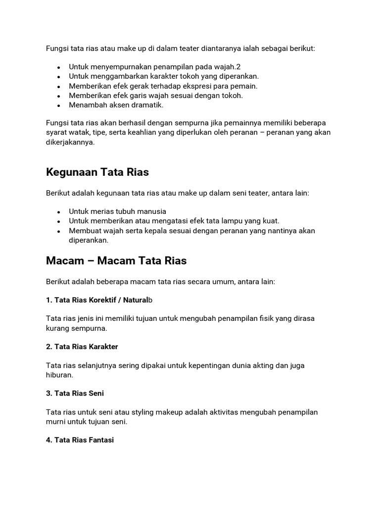 Fungsi Tata Rias Teater | PDF