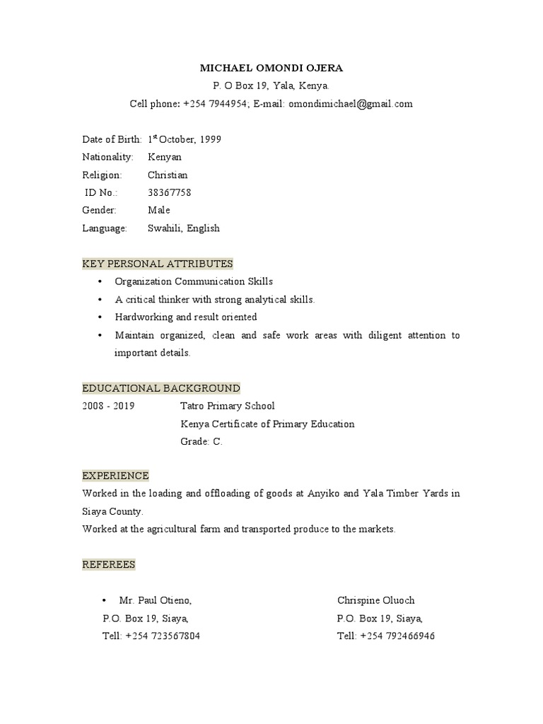 CV For Beginners | PDF