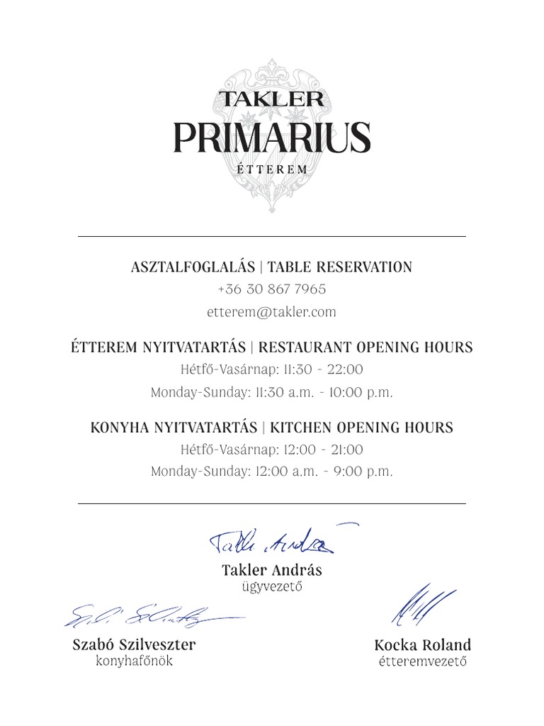 Primarius Etlap 2022 2023 Tel Tavasz | PDF