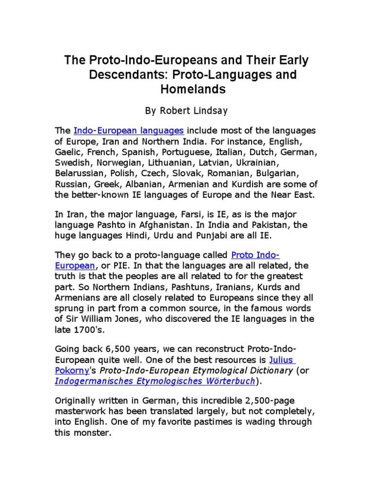 The Proto Indo Europeans and Their Early | PDF | Ethnicity | Linguistics