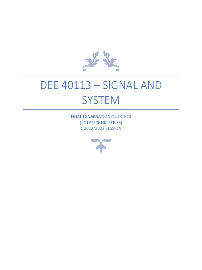 Feq Dee 40113 Signal and System | PDF