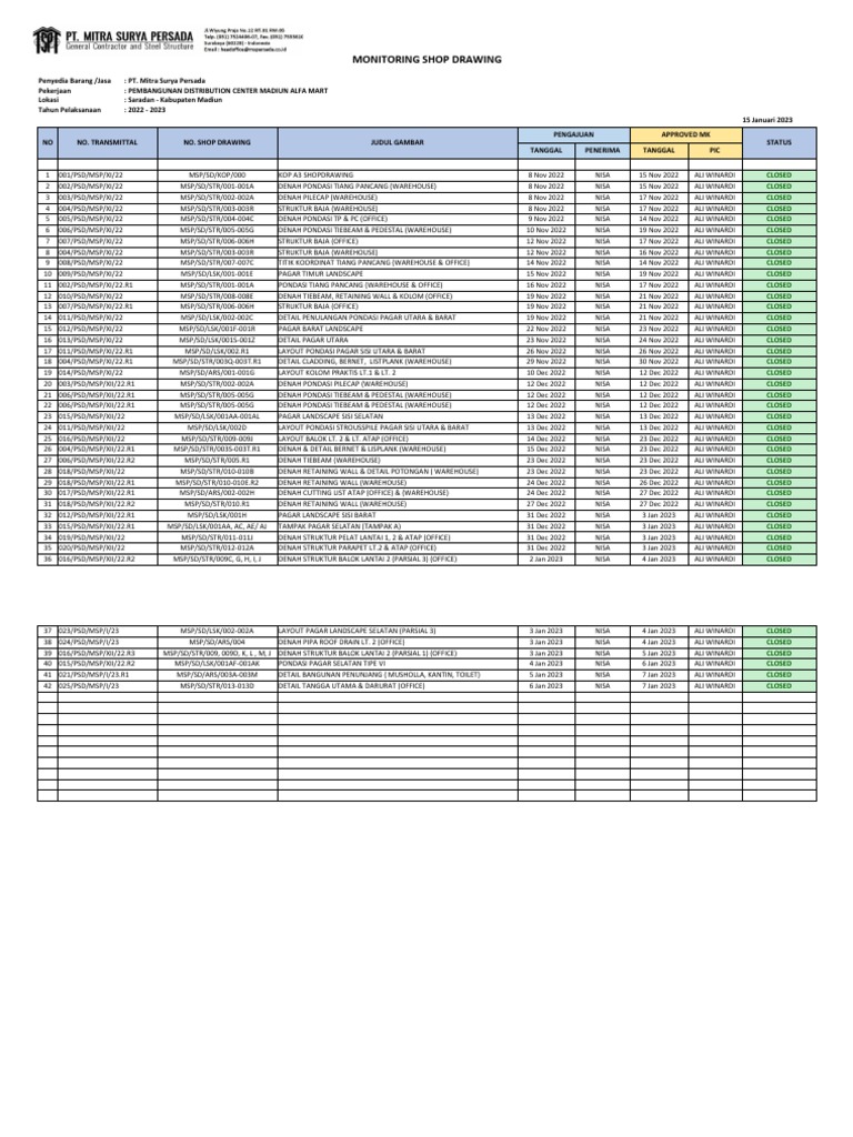 Monitoring Shop Drawing | PDF