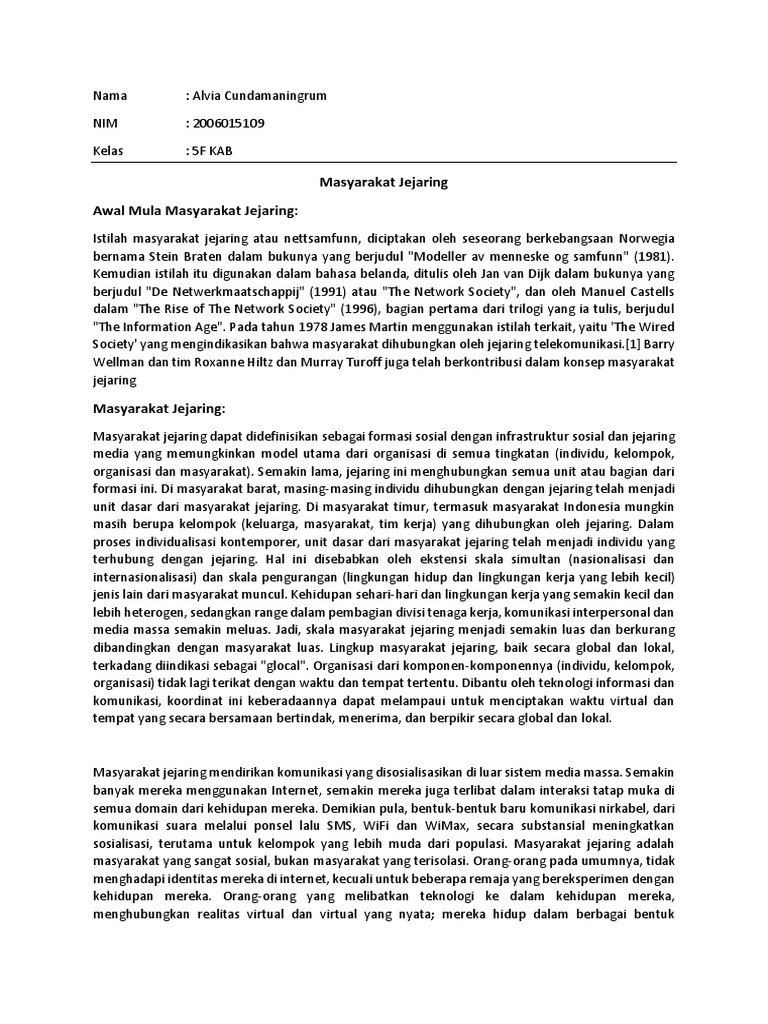 Masyarakat Jejaring | PDF
