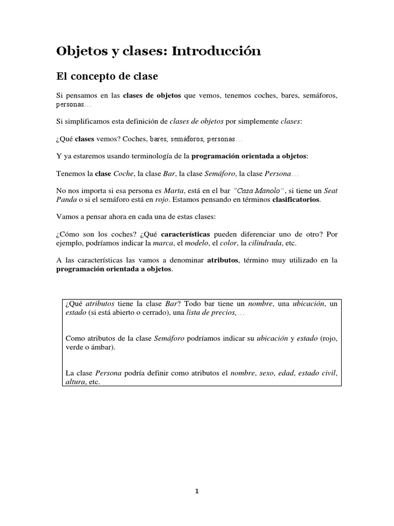 Introduccion Objetos Clases | PDF | Objeto (informática) | Java (lenguaje de programación)