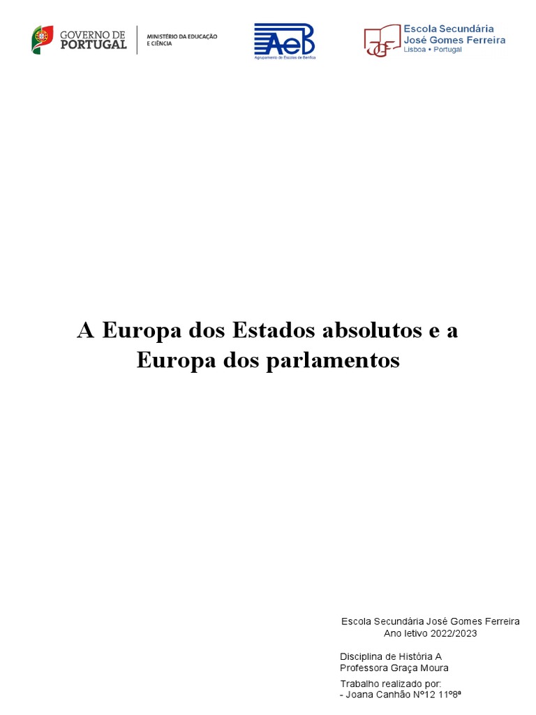 A Europa Dos Estados Absolutos e A Europa Dos Parlamentos | PDF ...