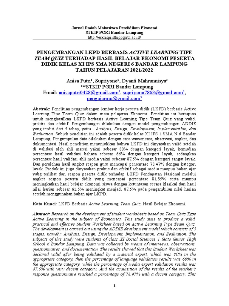 Jurnal Anisa Putri | PDF | Career & Growth