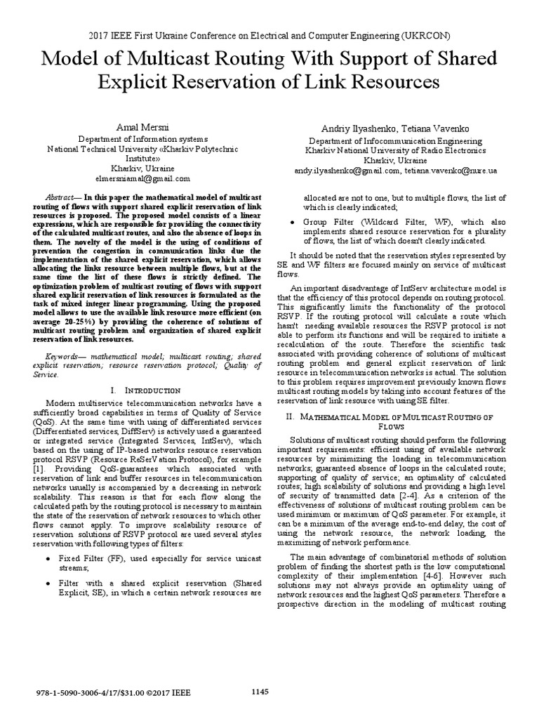 Model of Multicast Routing With Support of Shared | PDF | Computer Network | Quality Of Service